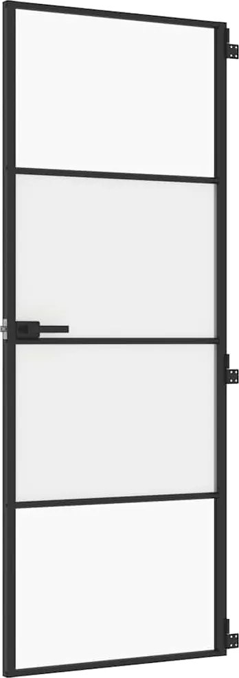 Interiérové dveře úzké černé 76x201,5 cm tvrzené sklo a hliník 155116