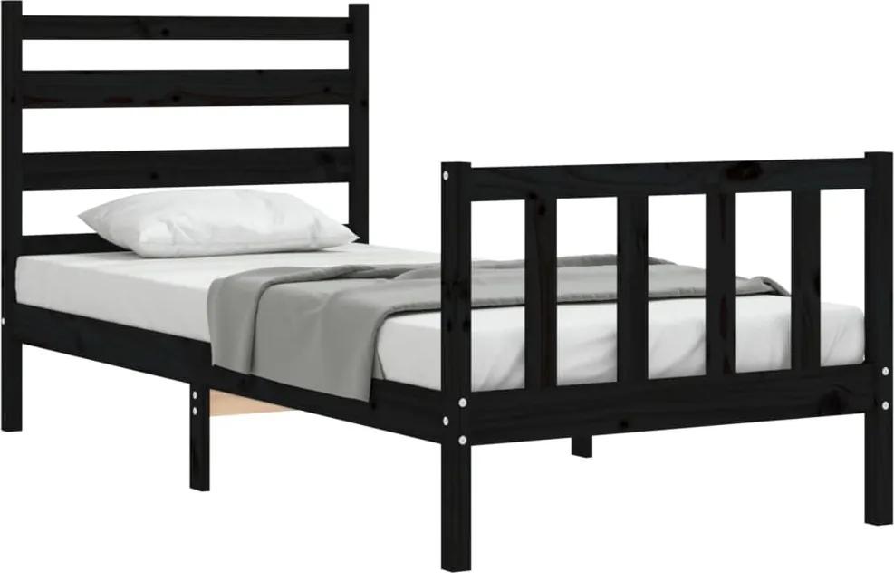 vidaXL Rám postele s čelem 100 x 200 cm masivní dřevo [3192028] Barva: Černá