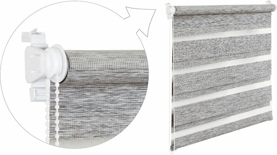 ZEBRA® Roleta DEN A NOC / MINI / PREMIUM / šedý melír / BH 19 Barva mechanizmu: bílá, Výška: 150, Šířka: 30