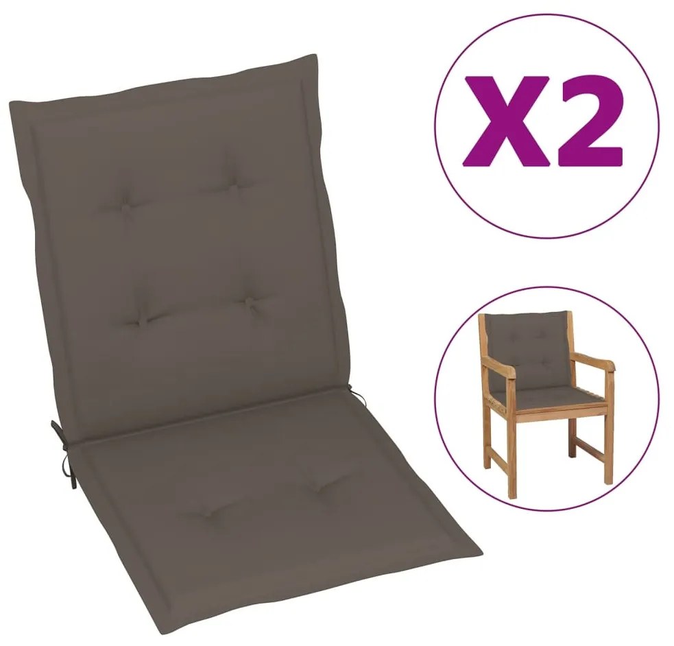 47562 vidaXL Podušky na zahradní židle 2 ks taupe 100 x 50 x 3 cm