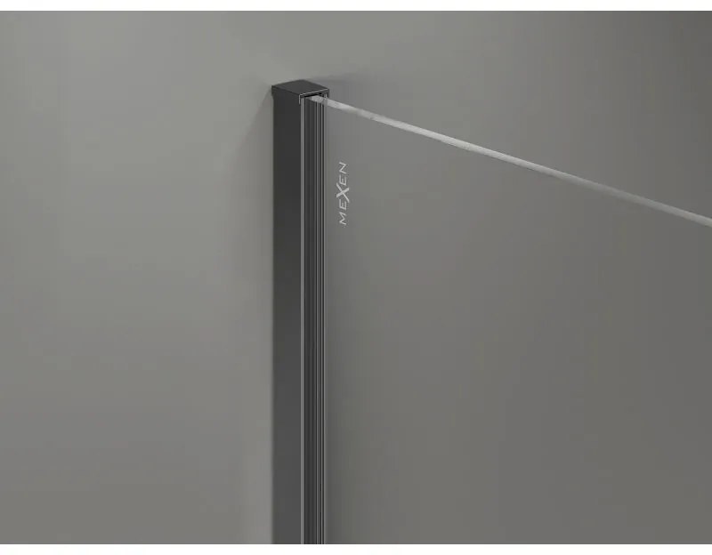 Mexen Kioto-X, sprchová zástěna 100 x 200 cm, 10mm čiré sklo, grafitový profil, 800-100-101-95-00-X