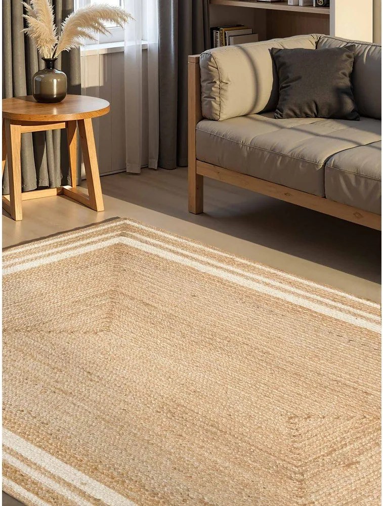 Krémový/v přírodní barvě oboustranný/ručně tkaný jutový koberec 80x150 cm Looma – Hanse Home