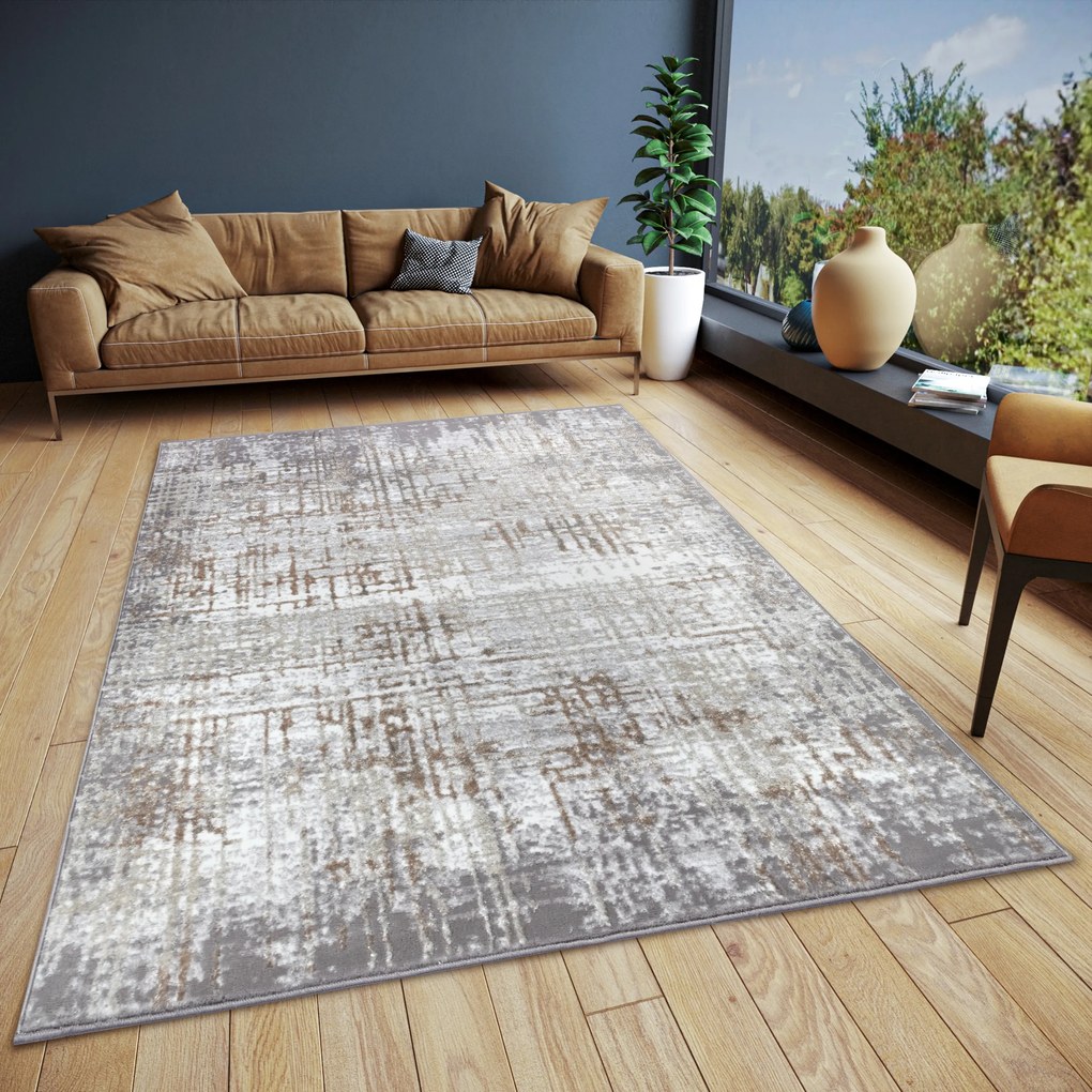 Hanse Home, Kusový koberec Shine 105925 Abstract Cream Grey, 67x120, šedá, ložnice