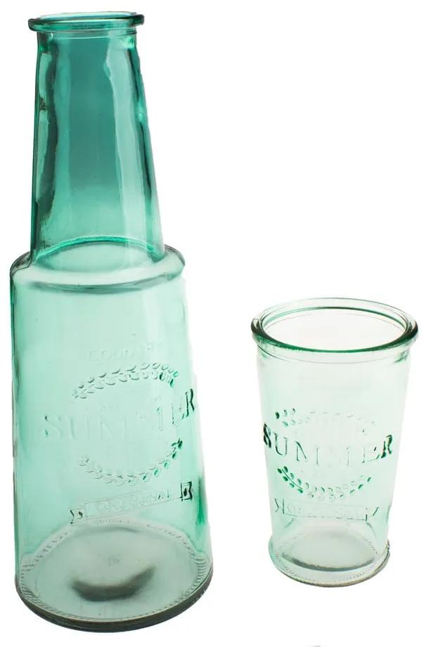 Zelená skleněná karafa se sklenicí, 800 ml