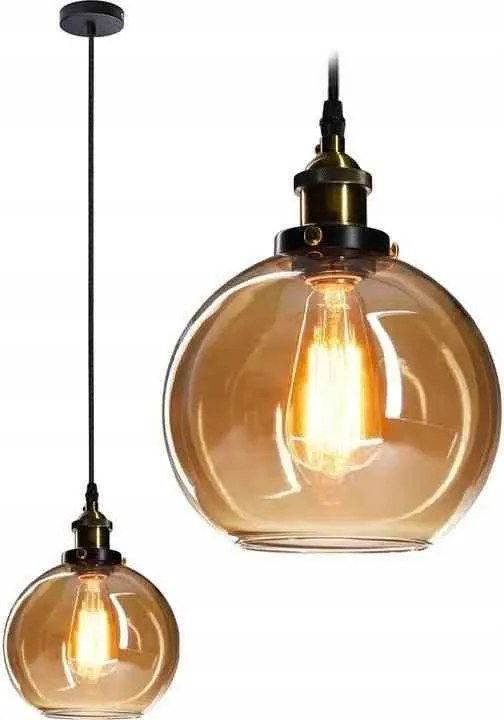 Závěsná Lampa Ze Skla Loft Industrial Brown Verto Lustr Toolight