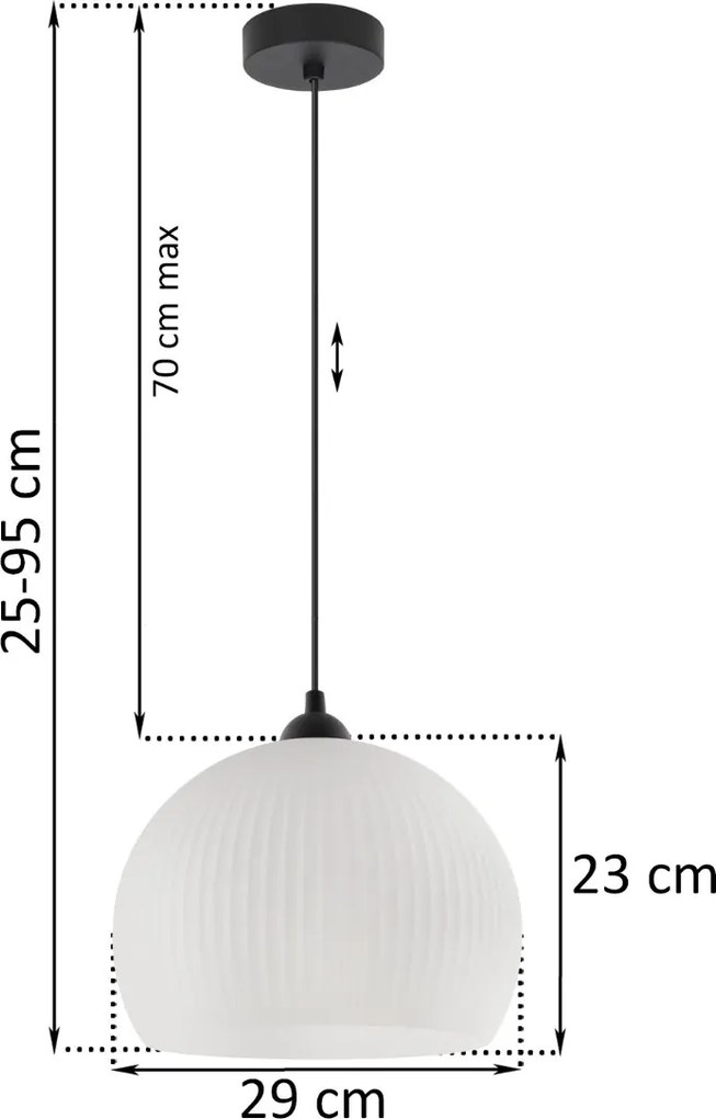 Závěsné svítidlo Riffle 5, 1x bílé skleněné stínítko, b