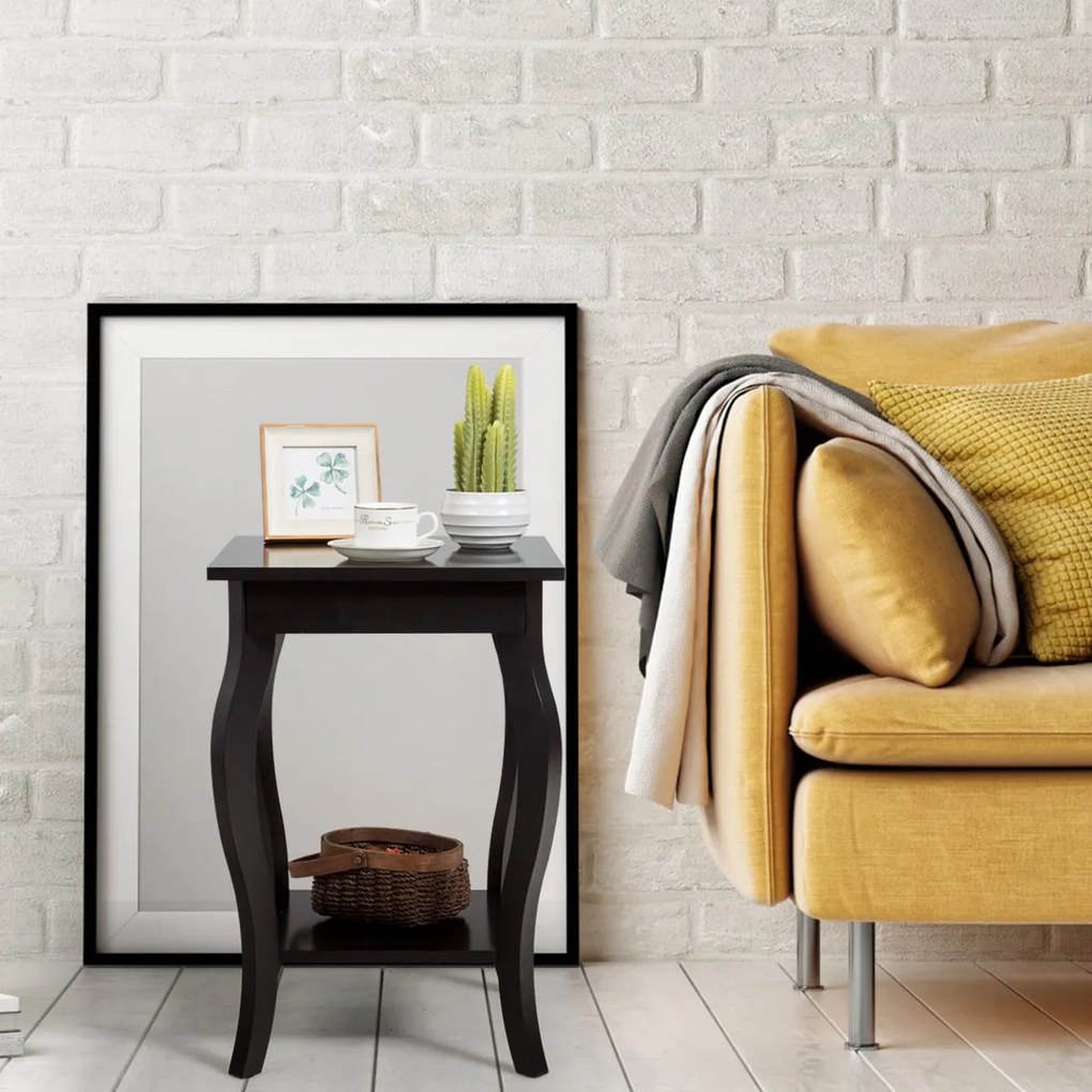 Costway Sada 2 kusů s elegantními odkládacími stolky se zakřivenými nohami a 2