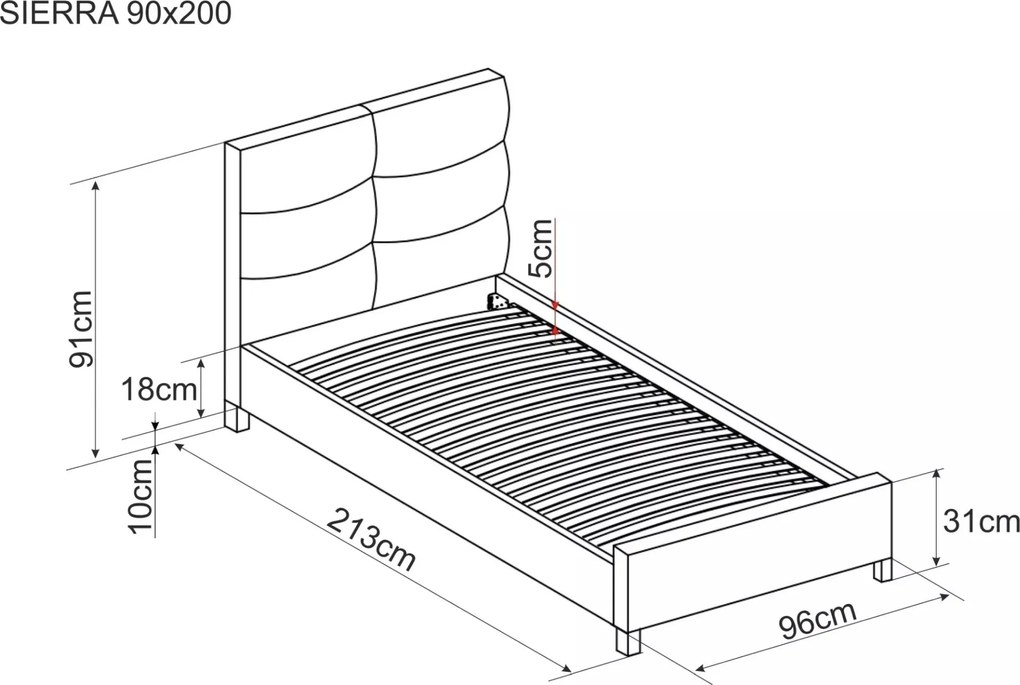 Jednolůžková čalouněná postel Sierra 90x200 béžová
