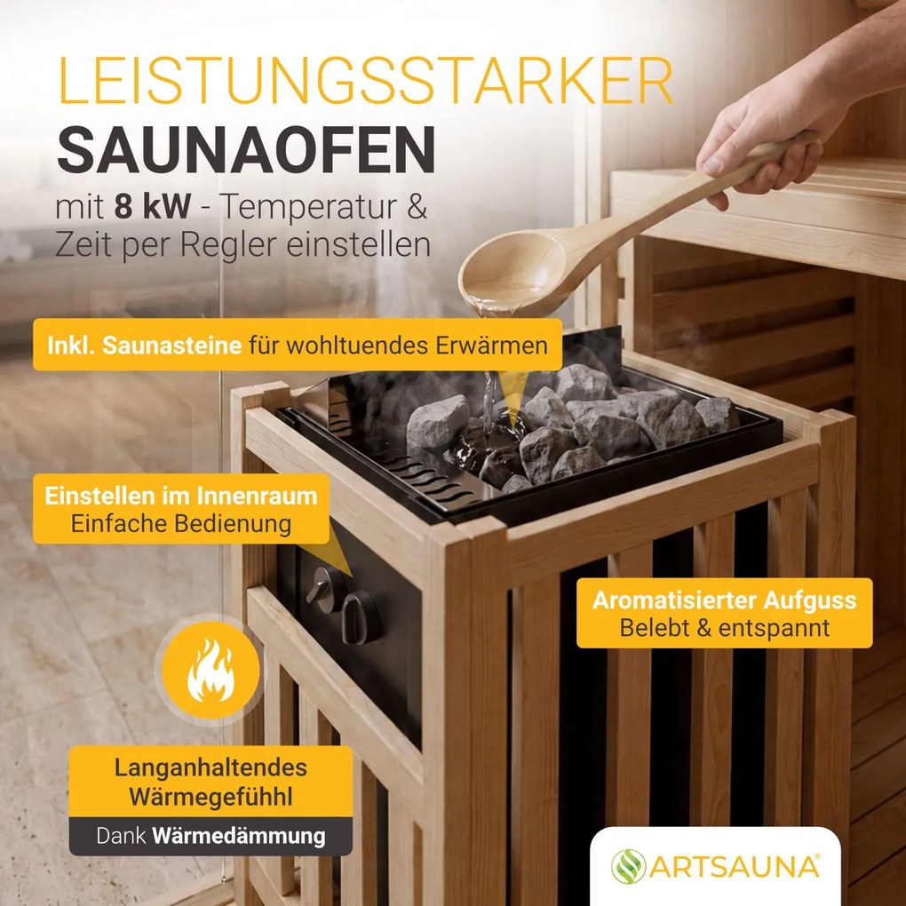 Artsauna Rohová finská sauna Espoo 200 Premium pro 5 osob