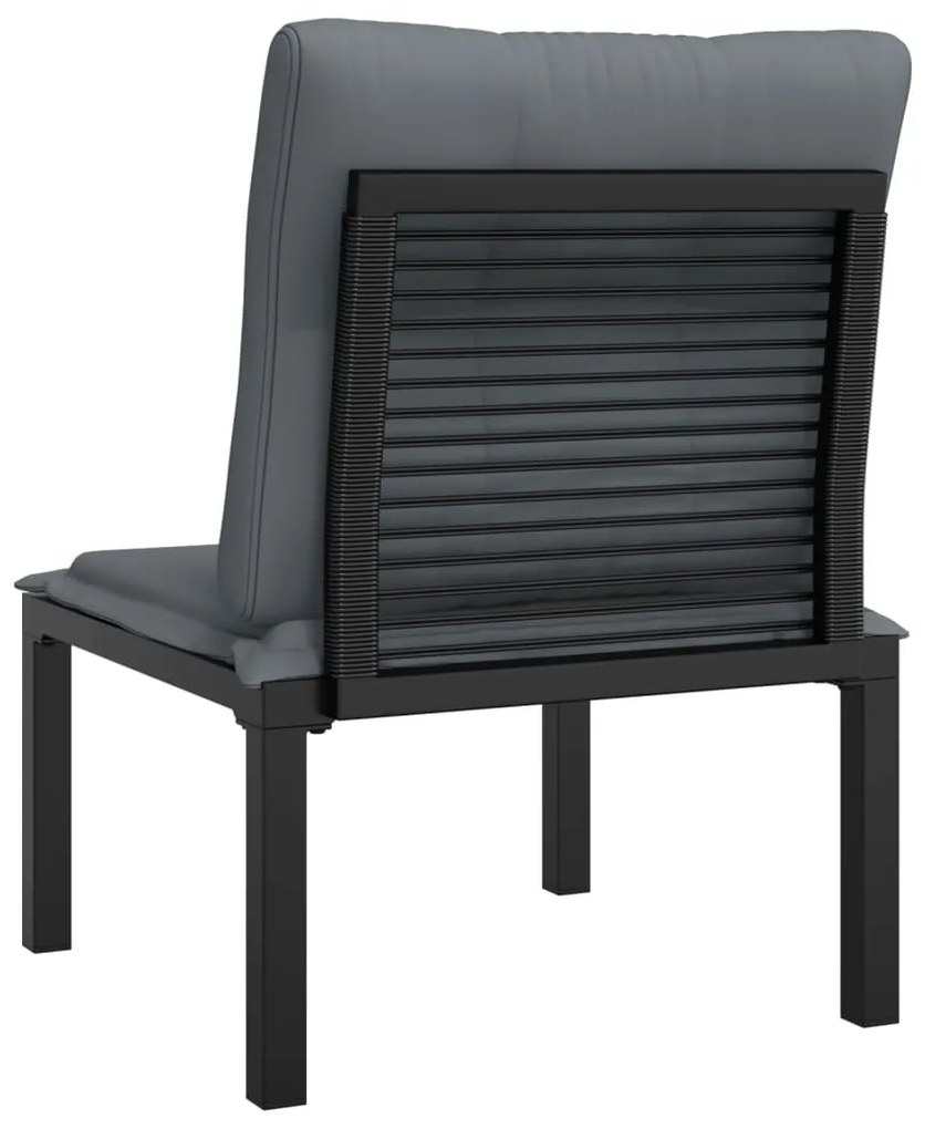 Zahradní židle s poduškami černá a šedá polyratan - Default Title