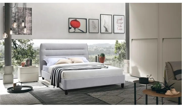 Manželská postel s roštem 160x200 čalouněná šedý melír TK3137