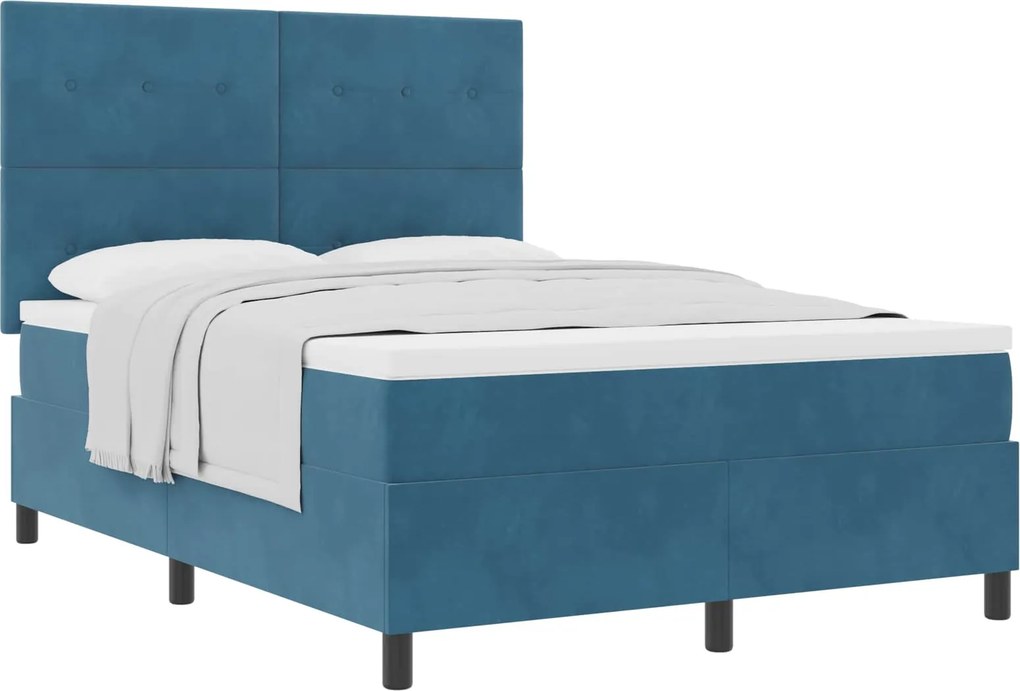 Postel s boxspringem s čelo Tmavě modrá 140 x 200 cm samet 3339840