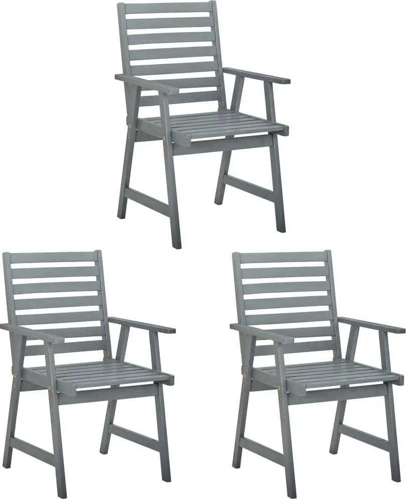 vidaXL Zahradní jídelní židle s poduškami 3 ks masivní akáciové dřevo [3064440] Barva: krémová