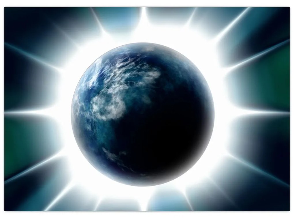 Skleněný obraz ozářené planety (70x50 cm)