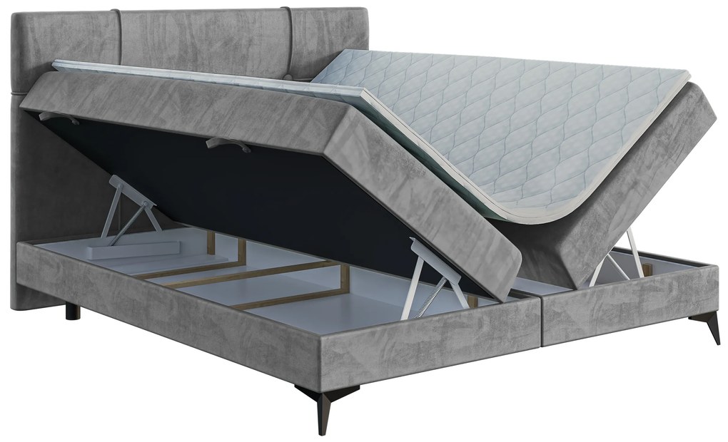 Kontinentální postel 160 cm Nivela (beton) (s matrací a úl. prostorem). 1043423