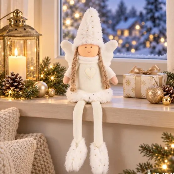 Vánoční anděl s visícíma nohama 34 cm