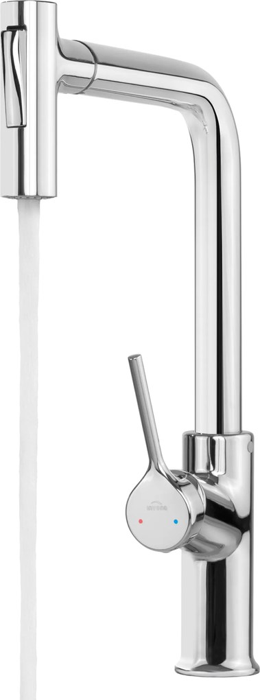 Invena Farsala, vysoká dřezová baterie s 2-funkční výsuvnou výlevkou h-369, chromová, INV-BZ-40-L01-S