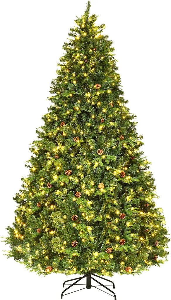 Costway Umělý vánoční stromek s LED světýlky Vánoční stromeček – 240 cm