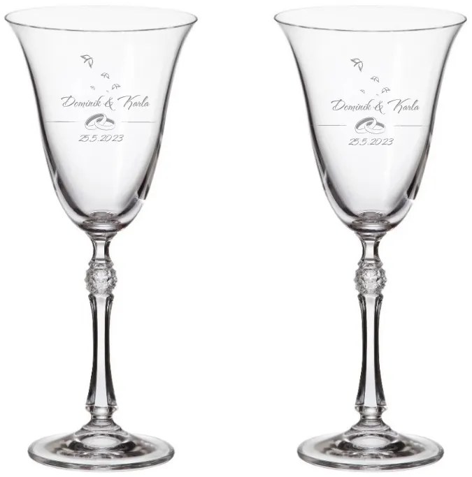Dekorant svatby Svatební skleničky na bílé víno PRSTEN 250 ml 2KS