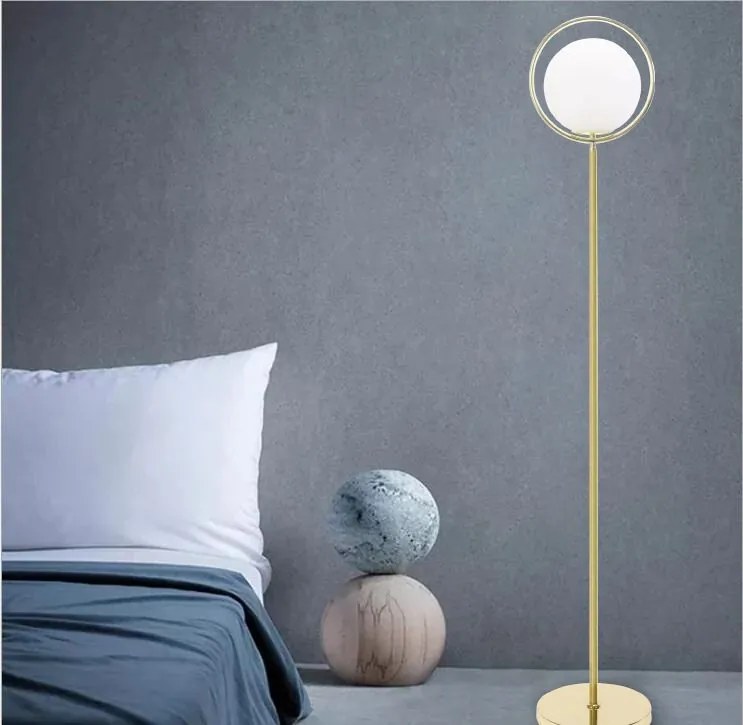 Toolight - Podlahová lampa APP927-1F, zlatá-bílá, OSW-07009