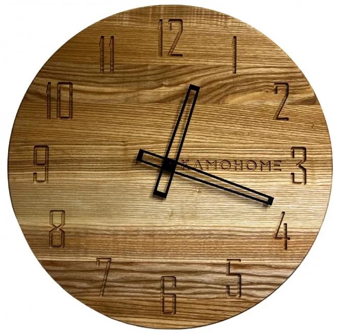 Kamohome Dřevěné nástěnné hodiny LYRA Průměr hodin: 40 cm, Materiál: Ořech americký