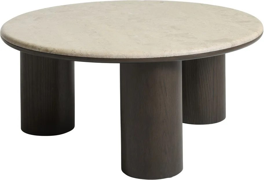 Kulatý konferenční stolek s mramorovou deskou v tmavě přírodní barvě ø 90 cm Piazze – Unique Furniture