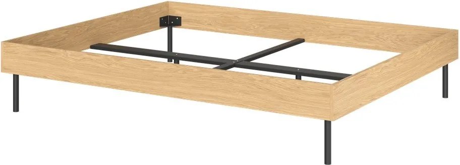 Dvoulůžková postel z dřevotřísky v dekoru dubu bez čela s roštem 140x200 cm v přírodní barvě Streiko – noo.ma