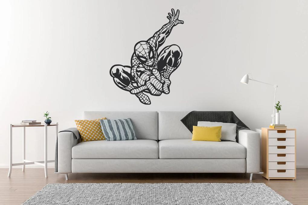 Lepy.cz Samolepka na zeď Spiderman ve skoku Velikost (šířka x výška): 92x120cm, Barevná varianta: Tmavě šedivá
