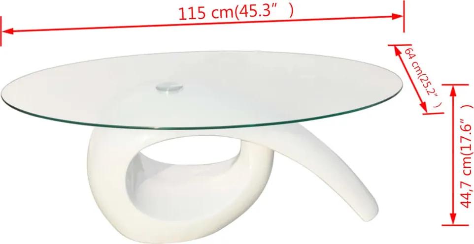 vidaXL Konferenční stolek se skleněnou deskou a vysokým leskem [240431] Barva: Bílá