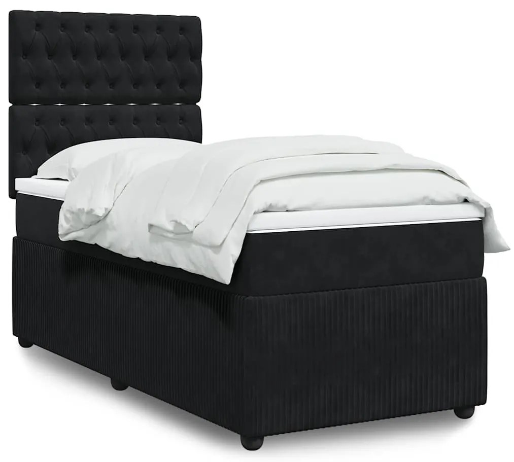 Box spring postel s matrací černá 90x190 cm samet 3292222
