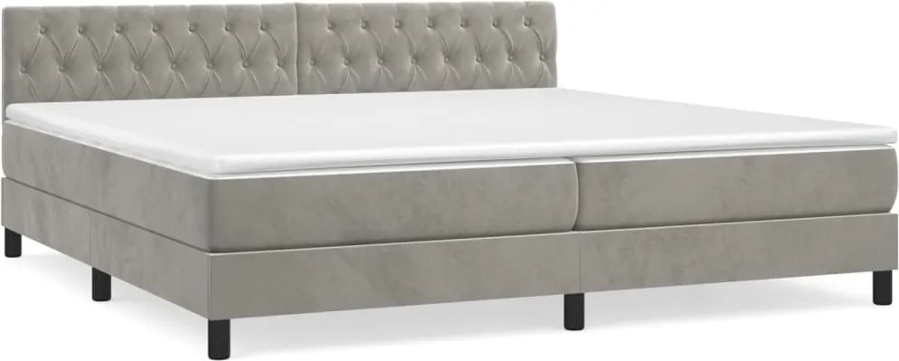 Box spring postel s matrací světle šedá 200x200 cm samet 3141503