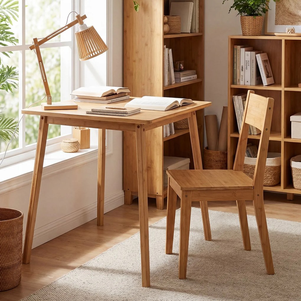 Costway Jídelní stůl z bambusu, čtvercový pro 2-4 osoby – 70 × 70 cm