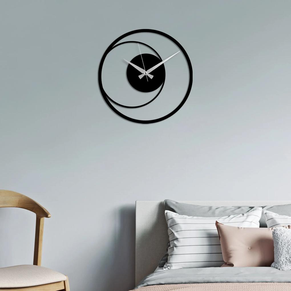 Wallexpert Dekorativní kovové nástěnné hodiny Circle 15, Černá