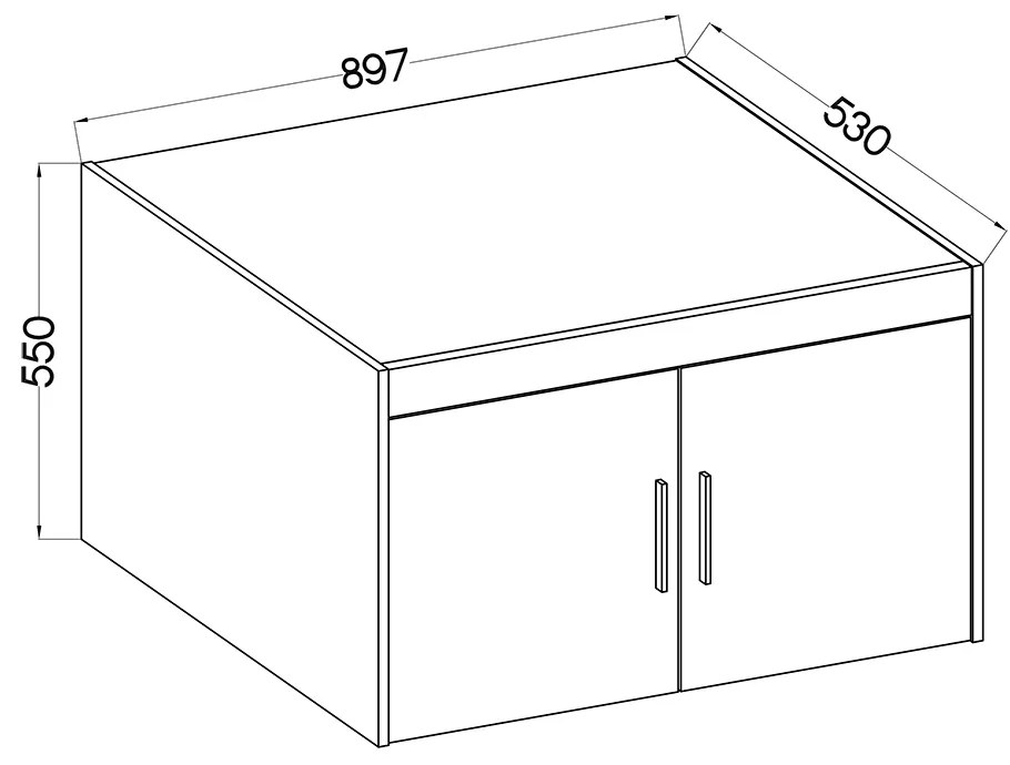 Šatní skříň ELENA 2D 1L + zrcadlo + nástavec | 89,7 cm | bílá