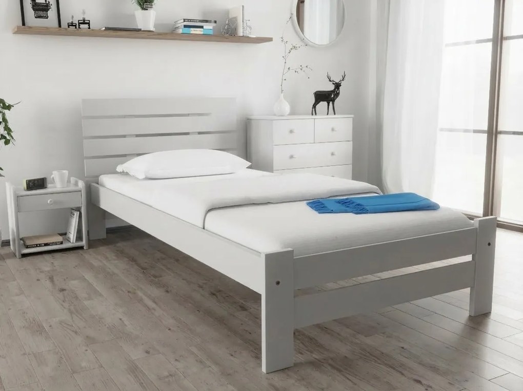 Postel PARIS zvýšená 80 x 200 cm, bílá Matrace: Matrace Coco Maxi 20 cm