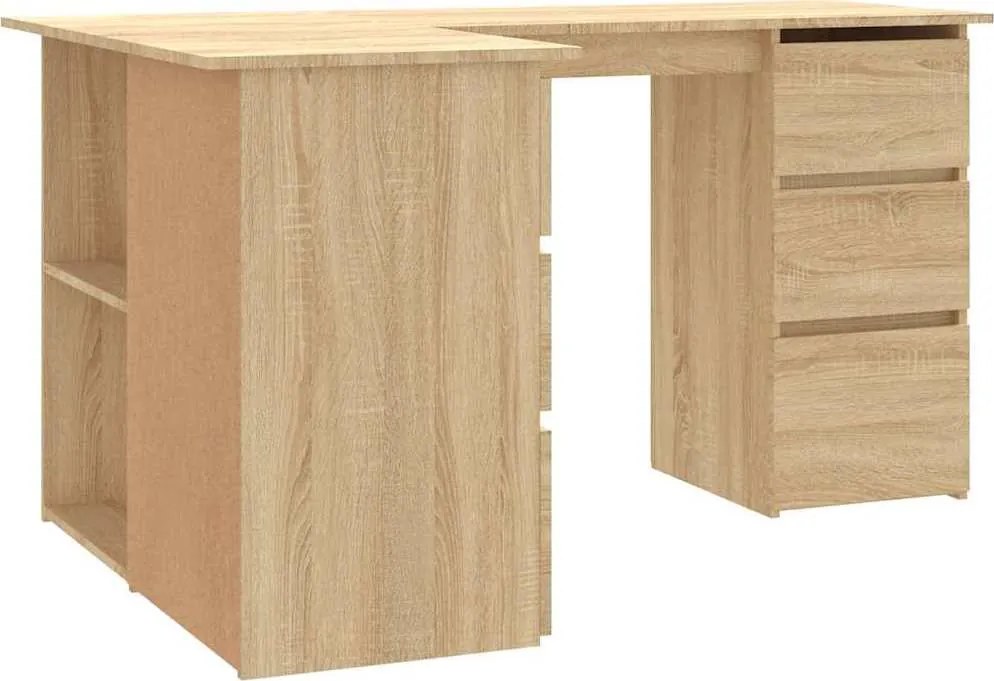 vidaXL Rohový psací stůl 145 x 100 x 76 cm dřevotříska [801092] Barva: kouřový dub