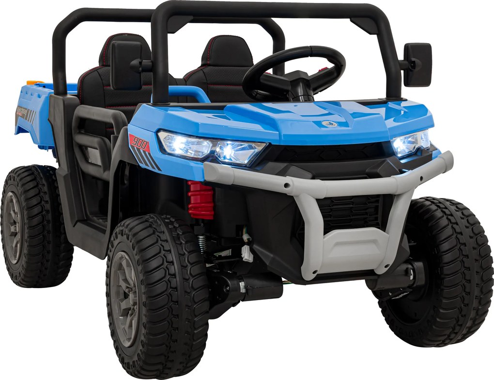 Ramiz Dětské auto Pick-Up Speed 900 modré + pohon 4x4 + pohyblivá korba + zavazadlový prostor + dálkové ovládání + lopatka + LED a zvuky
