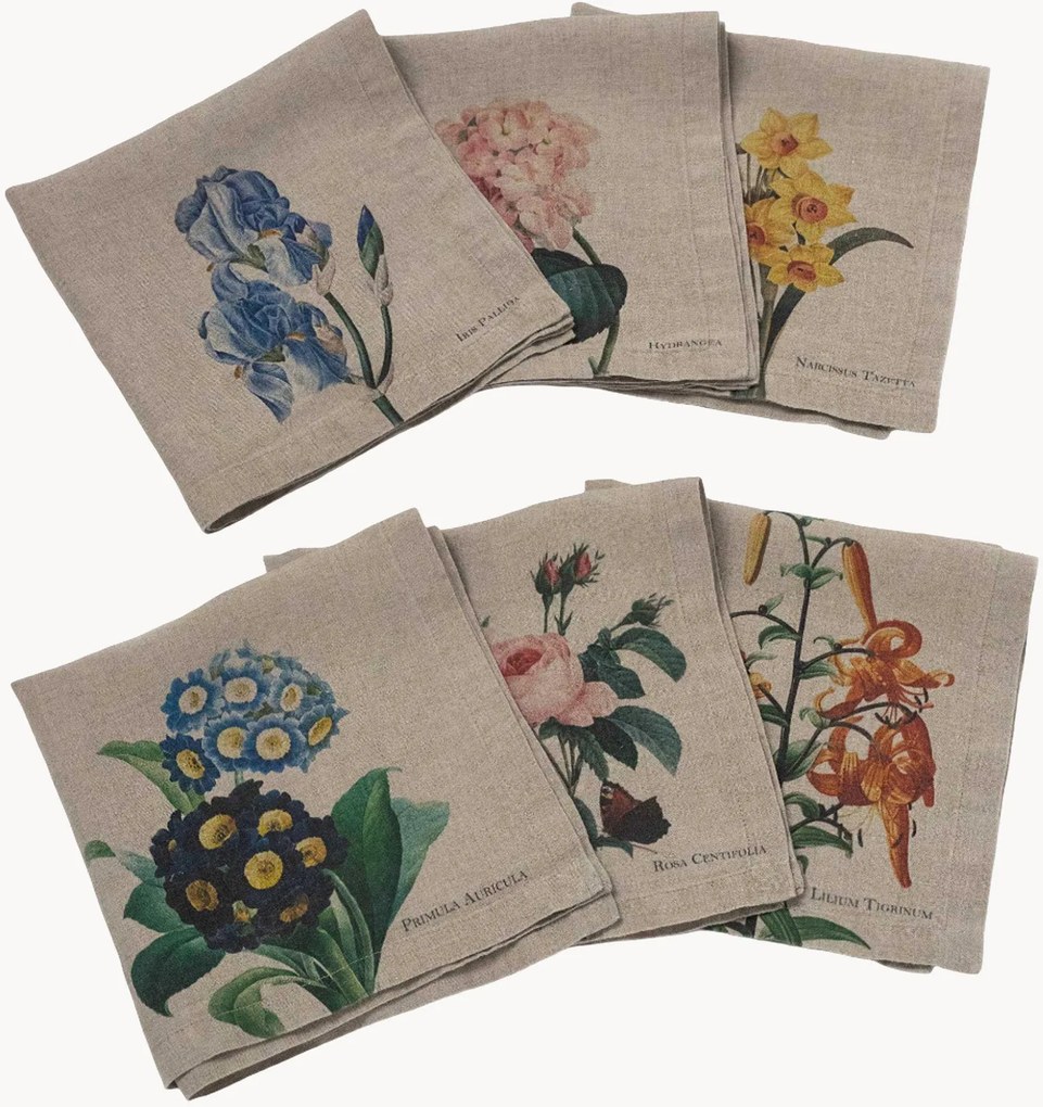 Sada lněných ubrousků Garden Flowers, 6 dílů