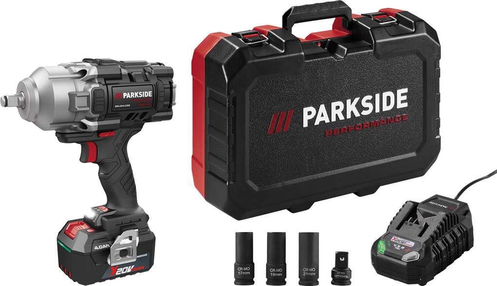 Parkside Performance® Sada s aku rázovým utahovákem 1/2″ Passp 20-Li C4, 4 Ah