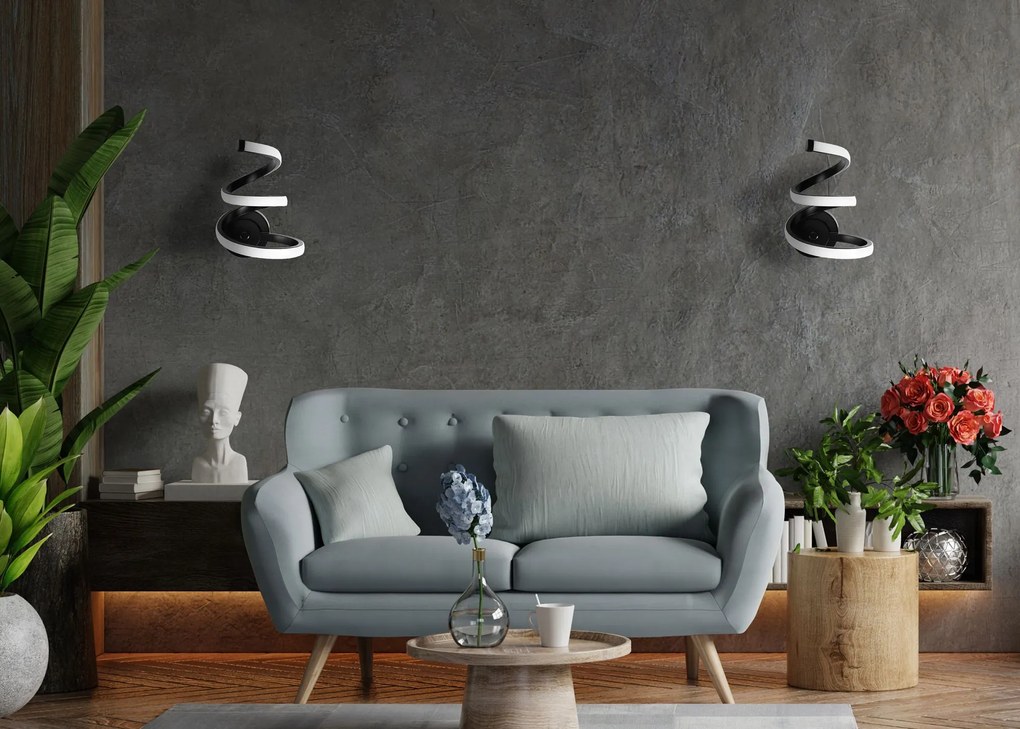 Toolight, LED nástěnná lampa APP1052-W, černá, OSW-01069