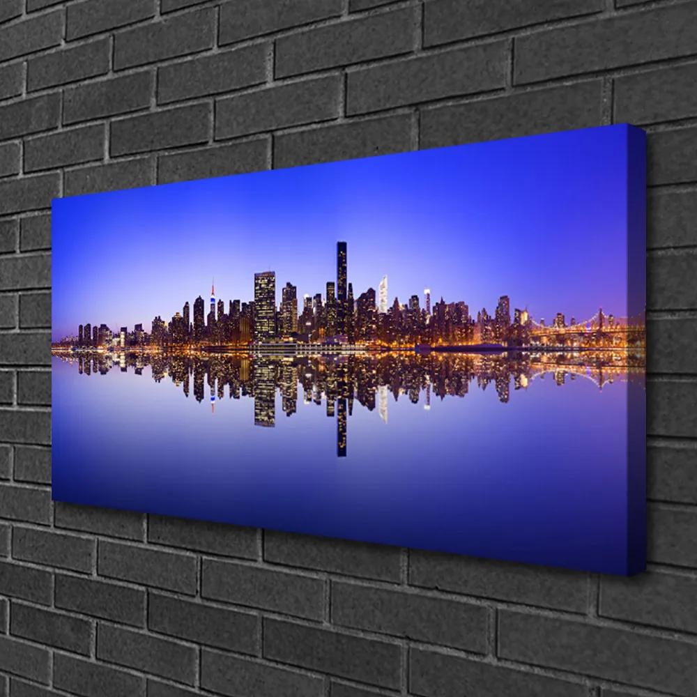 Obraz na plátně Město Voda Domy 125x50 cm