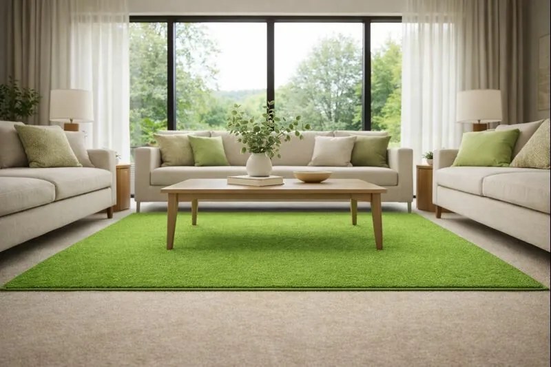 Vopi, Kusový koberec Eton zelený 41 čtverec, 100x100, zelená, ložnice