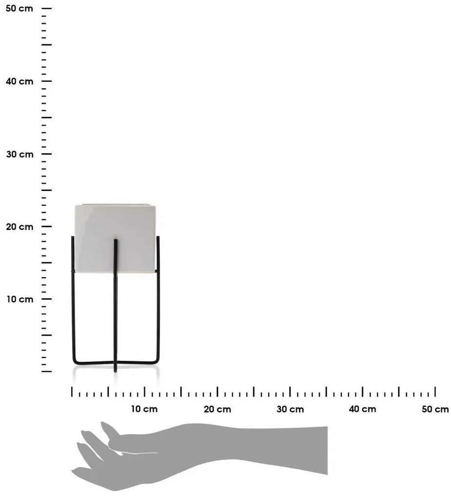 Květináč na stojanu Mizu 23 cm bílý/černý