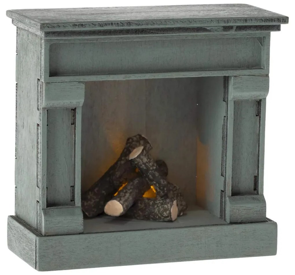 Hořící krb pro myšky Maileg Fireplace Blue Maileg