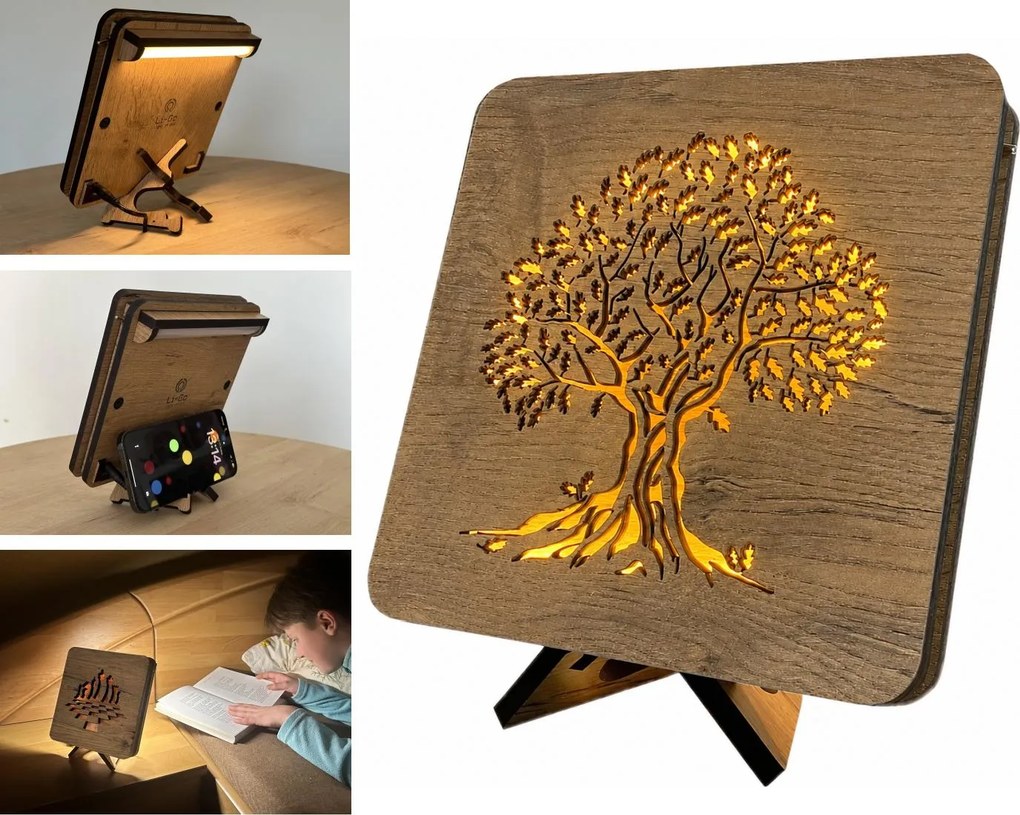 Li-Go "Dub" lampa 19x19cm provedení povrchu: ořech