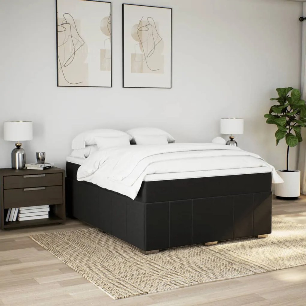 Box spring postel s matrací černá 140x200 cm textil 3285479