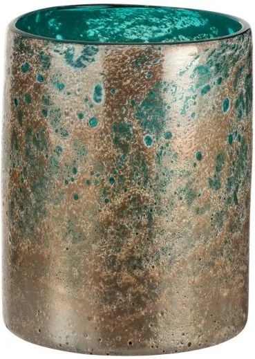 Tyrkysová skleněná váza se zlatou patinou Oriental gold - Ø 17*22cm