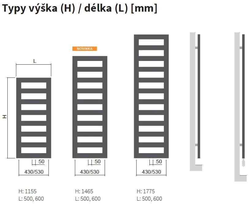 Isan Gala 1465 x 600 mm koupelnový radiátor bílý