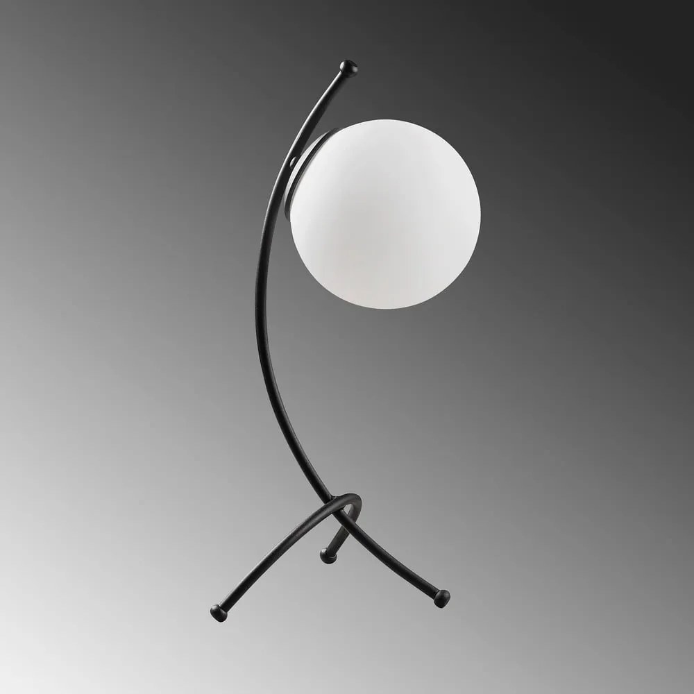 Černobílá stolní lampa se skleněným stínidlem (výška 43 cm) Yay – Opviq lights