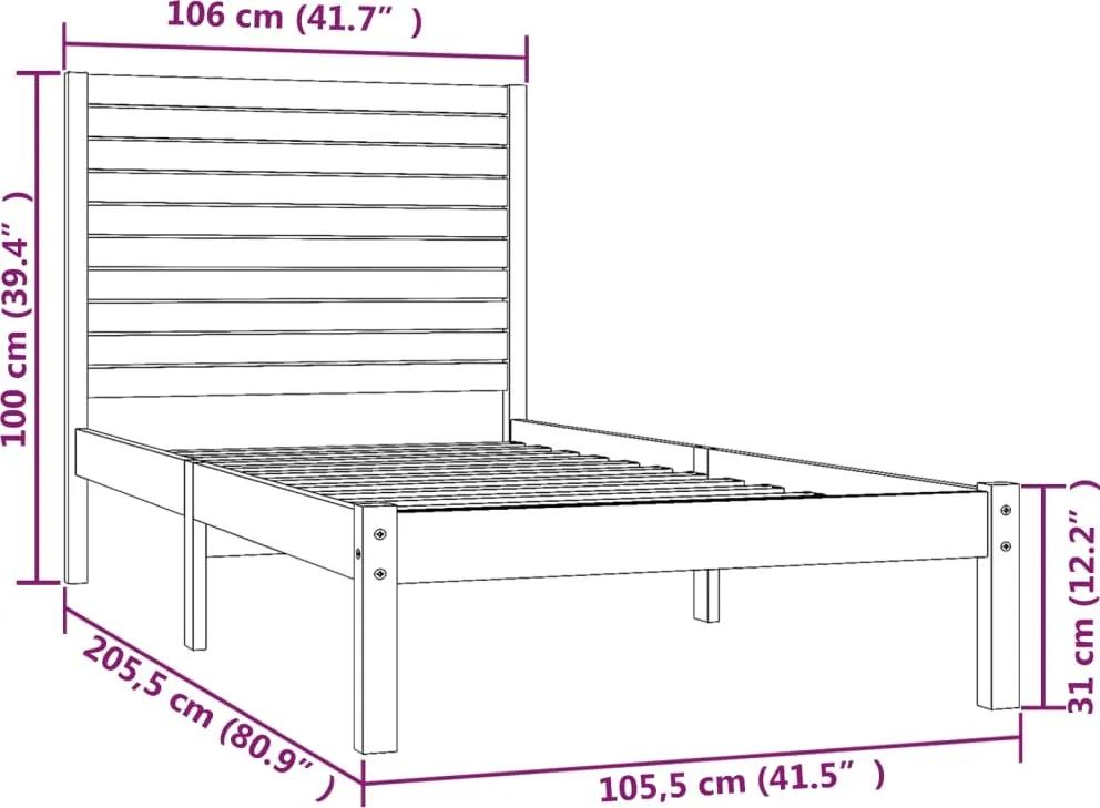 vidaXL Rám postele masivní dřevo 100 x 200 cm [3104602] Barva: Bílá